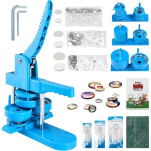 alldeer button maker machine multiple sizes, 1+1.73+2.25 inch button maker with 500 sets button making supplies for kids, magic book, cutter machine badge pin press 25+44+58mm button press machine