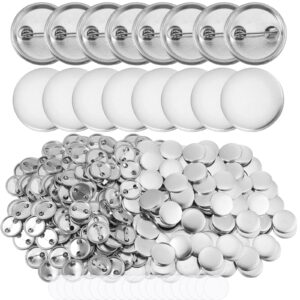 1500 pieces 25 mm/ 1 inch button making supplies round badge blank button pins metal button parts kit for button maker machine, including metal cover back cover and clear film