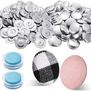 100 sets cover buttons kit with tools size buttons to cover self cover buttons with wire backs diy fabric cloth cover buttons (size 60/1.5 inch)