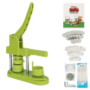 zkgrand upgrade version button maker machine(green) 32mm(1¼ in),diy pin button maker press machine kit,badge punch press machine with free 100pcs button parts&pictures&circle cutter&magic book