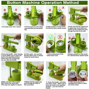 ZKGRAND Upgrade Version Button Maker Machine(Green) 32mm(1¼ in),DIY Pin Button Maker Press Machine Kit,Badge Punch Press Machine with Free 100pcs Button Parts&Pictures&Circle Cutter&Magic Book