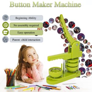 Button Maker Machine Pin Press Machine, Button Badge Maker Machine 58mm (2.25in), Installation-Free Pin Badge Making Machine with 100 pcs Button Making Supplies & Circle Cutter