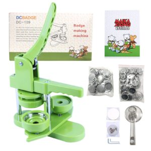 installation-free button badge maker machine, 58mm (2.25in) diy badge pin maker machine kit with 100pcs badge parts/pic/circle cutter/magic book