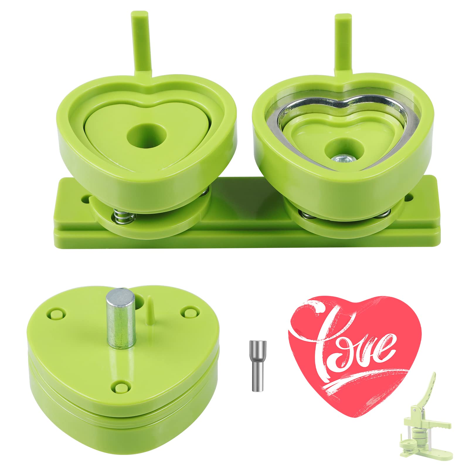 Happizza Button Maker Heart-Shaped Mold, Heart shape Interchangeable Die Mold Button Maker Mould Suitable for Slide Rail Button Maker Machine Pin Maker Machine Button Press