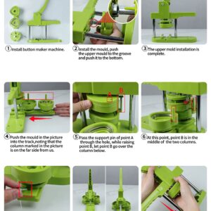 Happizza Button Maker Heart-Shaped Mold, Heart shape Interchangeable Die Mold Button Maker Mould Suitable for Slide Rail Button Maker Machine Pin Maker Machine Button Press