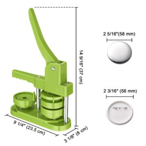 Yescom 2 5/16" 58mm Backpack Pin 100 Sets Button Maker Machine Installation-Free DIY Pin Badge Punch Press Kit