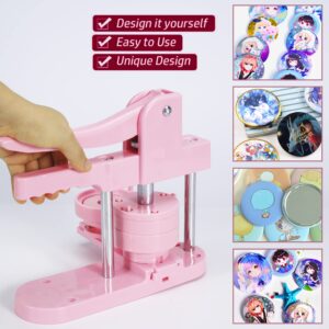 Upgrade Button Maker Machine Multiple Sizes,Pin Maker Machine 1+1.25+2.25 inch Press Machine, Pin Backs, Plastic Films & Circle Cutters