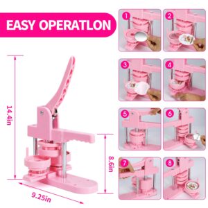 Upgrade Button Maker Machine Multiple Sizes,Pin Maker Machine 1+1.25+2.25 inch Press Machine, Pin Backs, Plastic Films & Circle Cutters