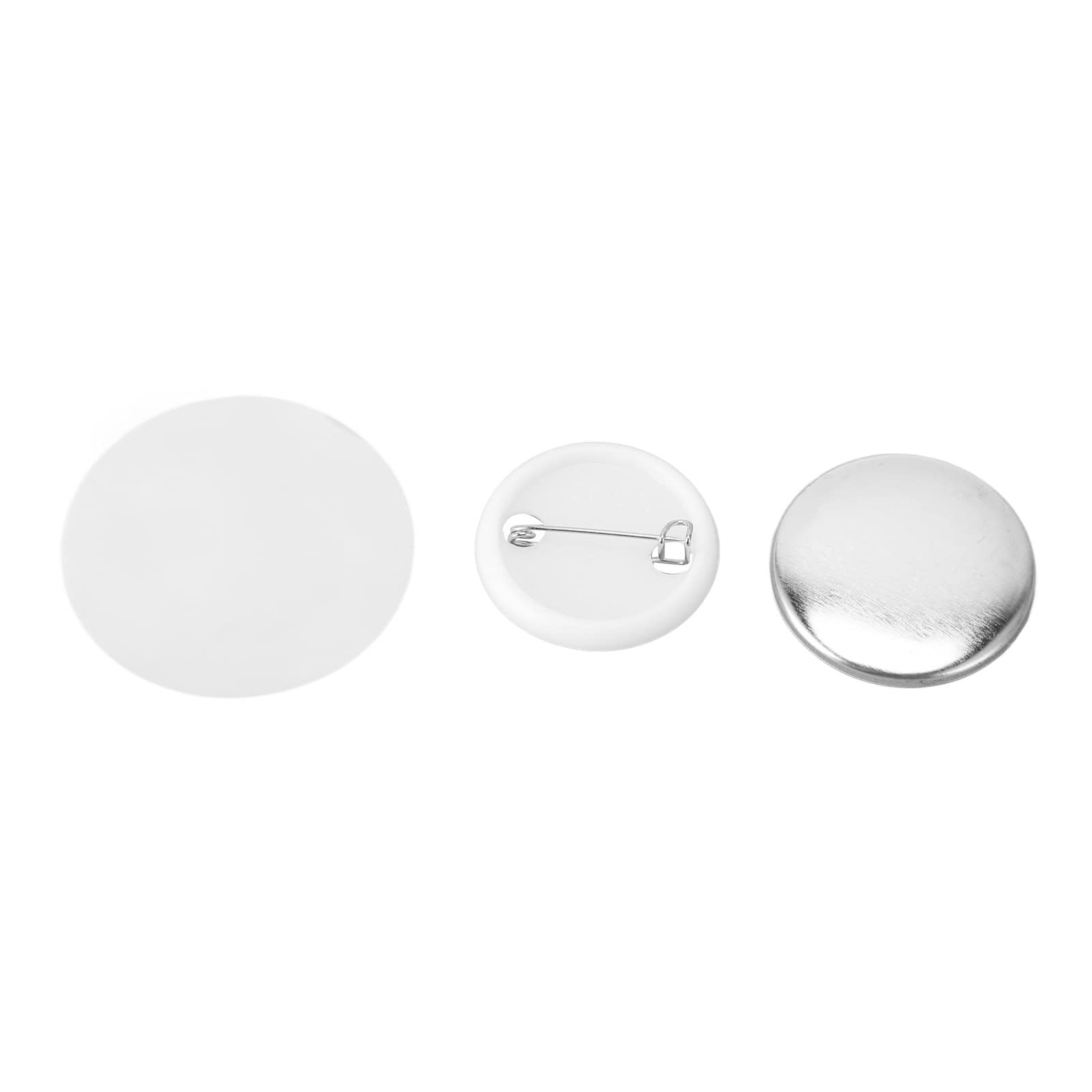 100 Sets Blank Button Making Supplies, DIY Pin Back Button Parts for Button Maker Machine Round Badge Pin Button Parts, includes Metal Cover, Plastic Button Back Cover, Clear(32mm/1.25 inch)