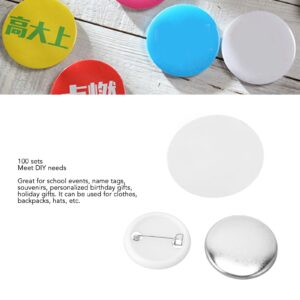 100 Sets Blank Button Making Supplies, DIY Pin Back Button Parts for Button Maker Machine Round Badge Pin Button Parts, includes Metal Cover, Plastic Button Back Cover, Clear(32mm/1.25 inch)