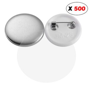 Yescom 500pcs Blank Button Making Supplies Round Pin Badge Parts Metal Kit for Button Maker Machine DIY(1",25mm)