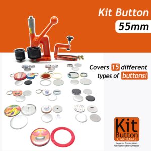 Cardenas - Kit Button Maker Machine - Button Maker Mold, DIY Button Pin Maker Machine - with 100 buttons, Orange, 2 1/8" (55mm)