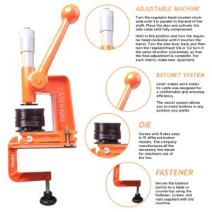 Cardenas - Kit Button Maker Machine - Button Maker Mold, DIY Button Pin Maker Machine - with 100 buttons, Orange, 2 1/8" (55mm)