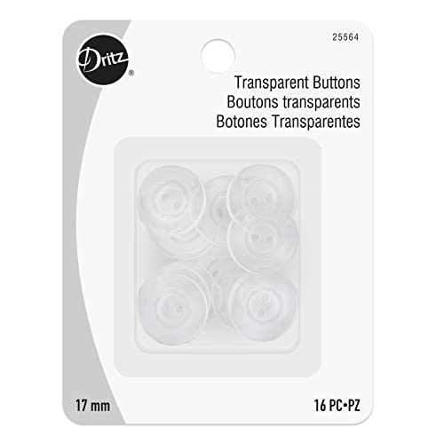 Dritz Transparent, 17mm, 16 pcs Inner Buttons, Clear Count