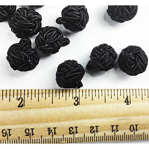 12 pcs Chinese Black knots, Vintage fabric ball buttons, Approx. 1/2", SP-2838