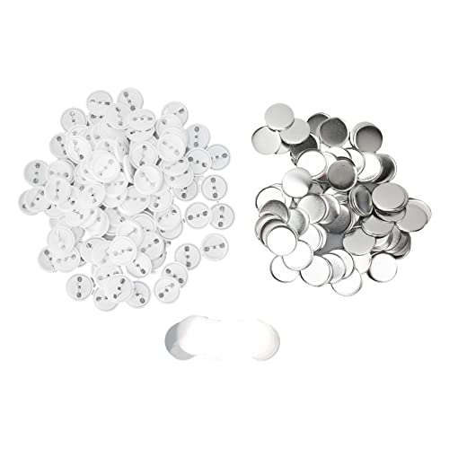 100sets Round Badge Button Parts,Blank Button Making Supplies Metal Button Pin Badge Kit Button Pin Badge Kit Button Supplies Button Parts for Button Maker Machine for DIY Craft (44MM)