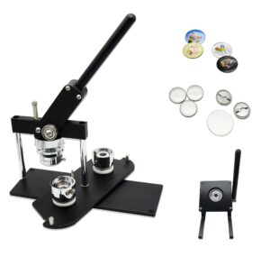 chibuttons button maker kit 32mm (1.25") badge press machine-b400 + round die moulds + 200 sets pin parts + stand cutter (b400 maker (black) / stand cutter (black))