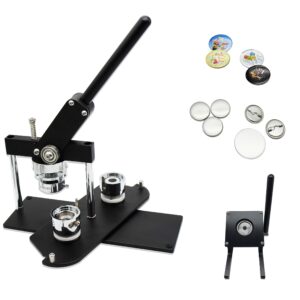 ChiButtons Button Maker Kit 32mm (1.25") Badge Press Machine-B400 + Round Die Moulds + 200 Sets Pin Parts + Stand Cutter (B400 Maker (Black) / Stand Cutter (Black))