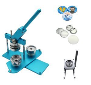 chibuttons button maker kit 58mm (2.25") badge press machine-b400 + round die moulds + 100 sets pin parts + stand cutter (b400 maker (blue) / stand cutter (silver))