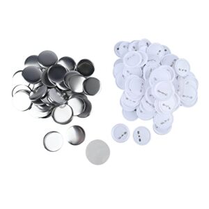 100 Sets Pin Button Parts, 2.3in Button Supplies for Button Maker Machine 58mm, Round Badge Blank Button Pins with Plastic Button Pin Back Cover, Metal Cover, Clear Film