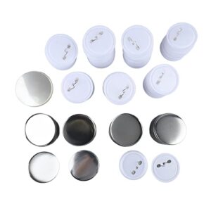 100 Sets Pin Button Parts, 2.3in Button Supplies for Button Maker Machine 58mm, Round Badge Blank Button Pins with Plastic Button Pin Back Cover, Metal Cover, Clear Film