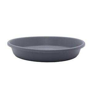 the hc companies 21 inch round plastic classic plant saucer - indoor outdoor plant trays for pots - 21"x21"x3.63" warm gray