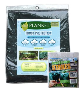 planket plant frost protection cover kit, 10 ft x 20 ft planket + 14 landscape stakes