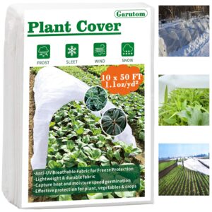 garutom plant covers freeze protection 10ft x 50ft 1.1 oz frost cloth plant freeze protection, frost blankets for outdoor plants winter or floating row covers shade cloth for gardens, vegetables