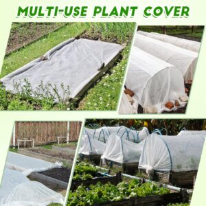 Windyun 4 Pack Plant Covers Freeze Protection Frost Cloth Thick Frost Blankets Floating Row Cover Plant Cover for Winter Cold Weather Outdoor Garden Plants Frost Snow Protection(White, 7 x 25 ft)