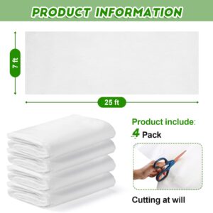 Windyun 4 Pack Plant Covers Freeze Protection Frost Cloth Thick Frost Blankets Floating Row Cover Plant Cover for Winter Cold Weather Outdoor Garden Plants Frost Snow Protection(White, 7 x 25 ft)