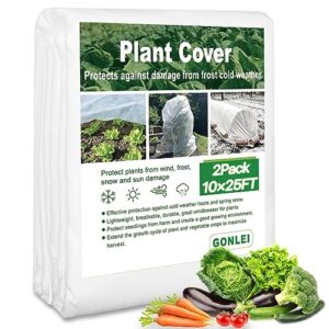 gonlei 2pack 10x25 ft plant covers freeze protection1.05oz garden cover plant floating blankets row cover,winter plants frost blanket for outdoor,plants cloth freeze protection fabric