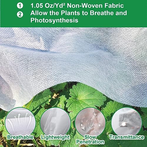 GonLei 2Pack 10X25 FT Plant Covers Freeze Protection1.05oz Garden Cover Plant Floating Blankets Row Cover,Winter Plants Frost Blanket for Outdoor,Plants Cloth Freeze Protection Fabric