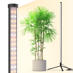 barrina grow lights for indoor plants with stand, 42w 169 leds full spectrum wide illumination area, t10 vertical standing plant grow light, 4ft height with on/off switch and tripod floor stand