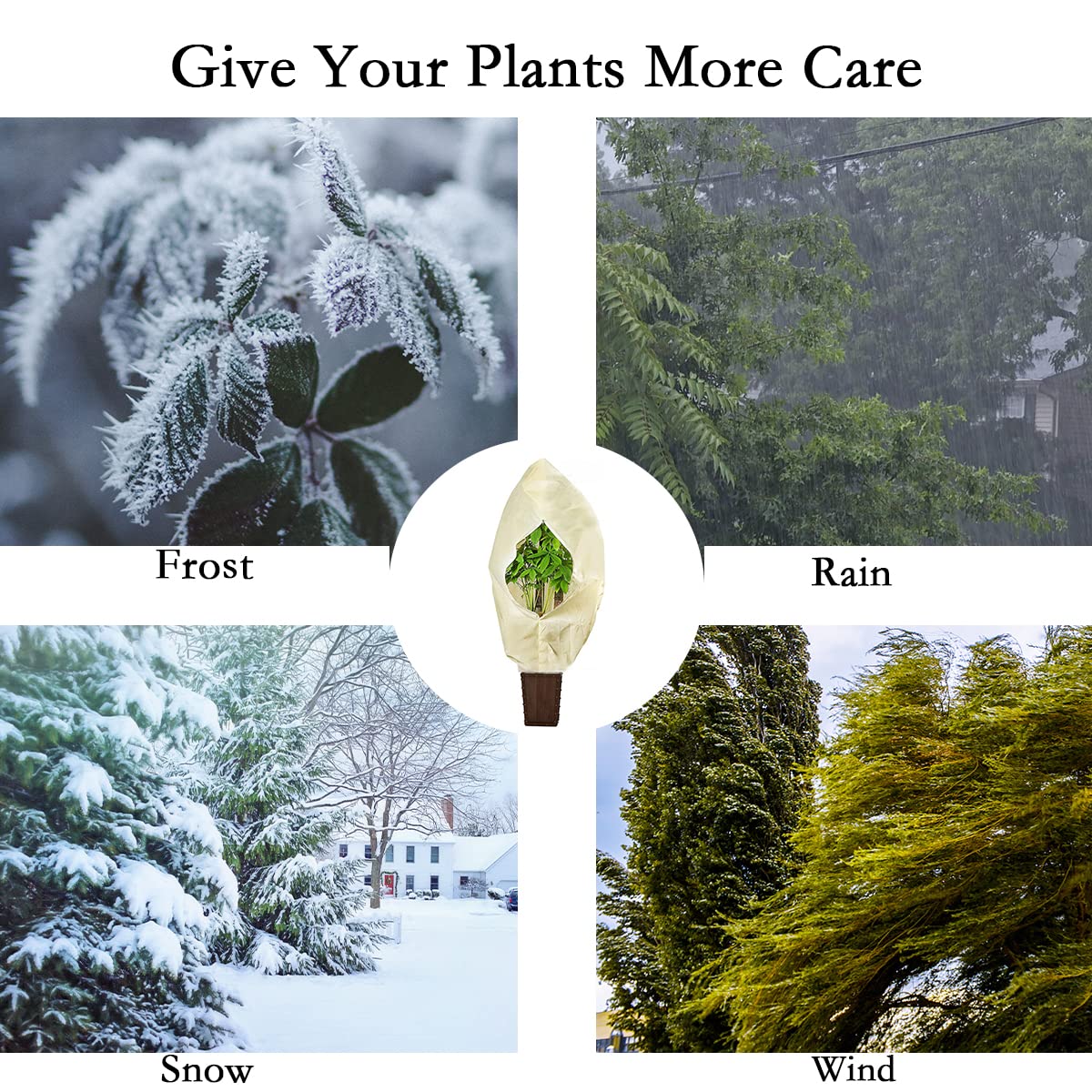 gardtree Winter Plant Frost Protection Covers 31" x 47" 2 Packs, Thicker 2.4oz/yd² Garden Cold Weather Tree Covers Freeze Protection Wrap with Zipper Drawstring for Shrub Fruit Tree, Potted Plants