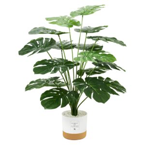 guheake 26" fake plants large, tropical palm tree artificial monstera faux plant tree with pot for home office living room decor indoor