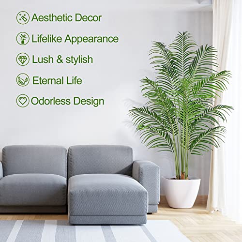 Keeplush Artificial Palm Tree 6ft Tall Fake Palm Tree Indoor Decor with 18 Trunks and Real Bark Design Faux Tropical Areca Palm Silk Floor Plant in Pot for Home Office Living Room Bedroom Decor 2pcs