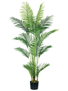 haihong 4.5ft artificial palm tree,faux areca palm plant with real touch leaves and adjustable branches,fake tropical palm tree for home office indoor outdoor modern decoration