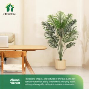 CROSOFMI Artificial Areca Palm Tree 5 Feet Fake Tropical Palm Plant,Perfect Faux Dypsis Lutescens Plants in Pot for Indoor Outdoor Home Office Garden Modern Decoration Housewarming Gift，2Pack