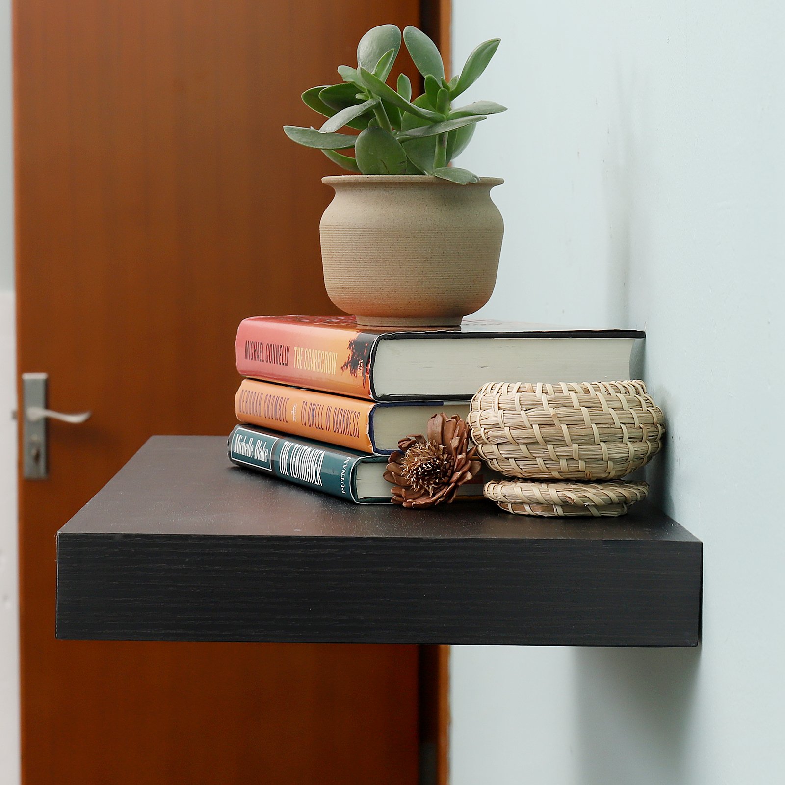 12 Inches Deep 24 Inches Long Floating Wall Shelves 2 Pack,Wall Mounted Espresso Floating Shelf 23.6" L x 11.8" D x 2" T, for Bedroom, Bathroom, Living Room and Kitchen Storage,Espresso.