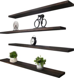 hxswy 48 inch rustic floating shelves for wall decor farmhouse wood wall shelf for bathroom kitchen bedroom living room set of 4 brown