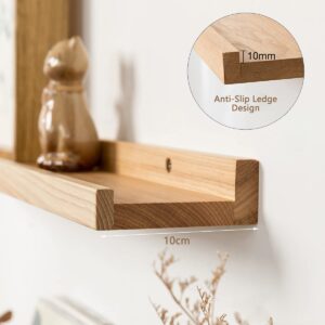 INMAN Floating Shelf for Wall Natural Walnut Wood Wall Shelves Picture Ledge Display Shelf Hanging Wall Bookshelf for Living Room Bedroom Kitchen Office Home Décor (Natural, 12 inches)