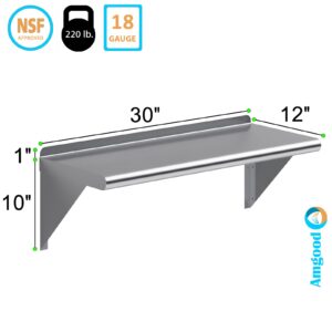 12" X 30" Stainless Steel Wall Shelf | NSF Certified Metal Shelving