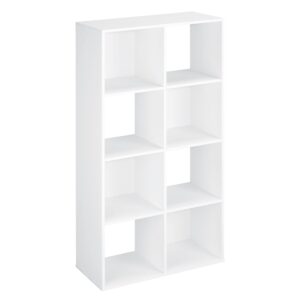 closetmaid cubeicals 8 cube storage shelf organizer bookshelf stackable, vertical or horizontal, easy assembly, wood, white