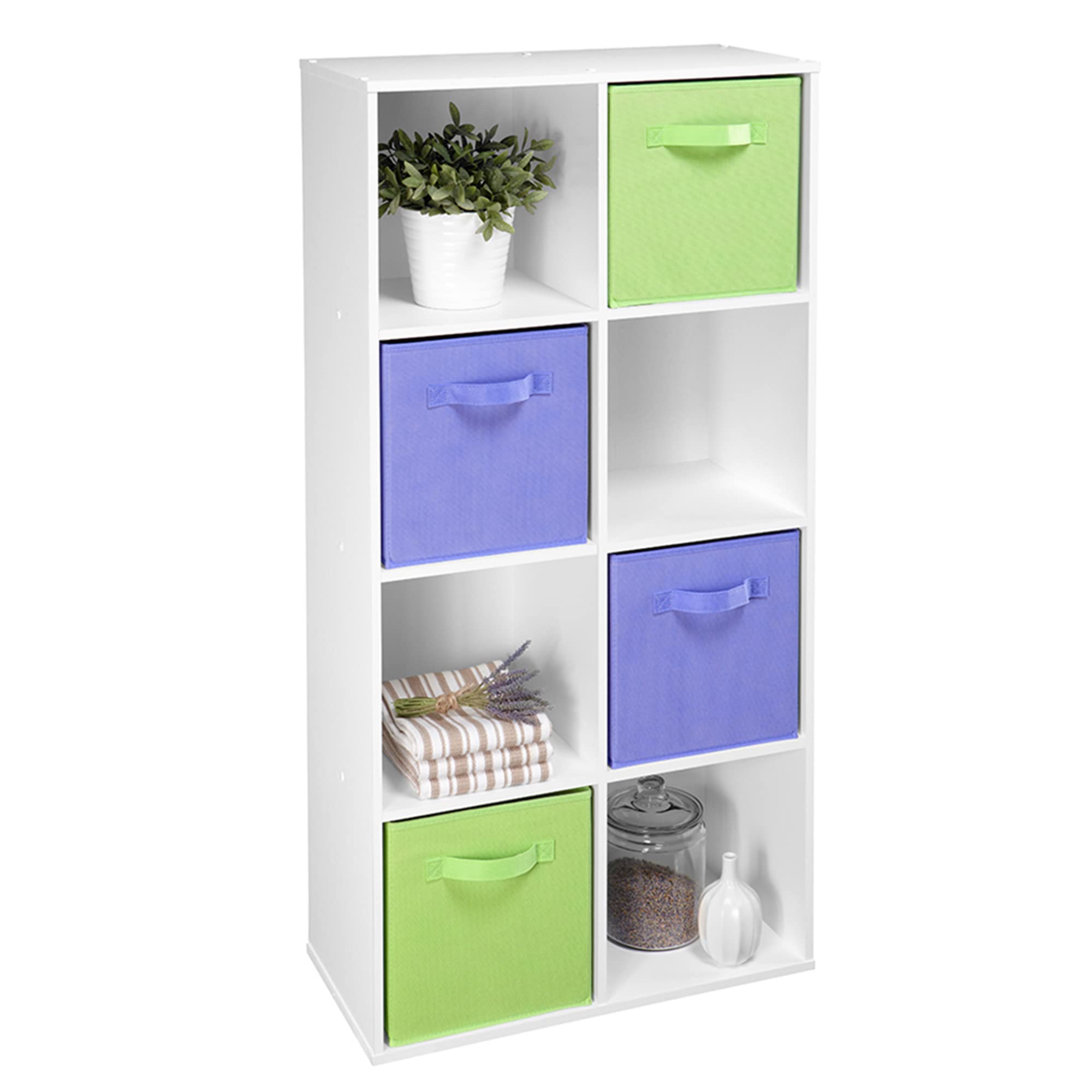 ClosetMaid Cubeicals 8 Cube Storage Shelf Organizer Bookshelf Stackable, Vertical or Horizontal, Easy Assembly, Wood, White