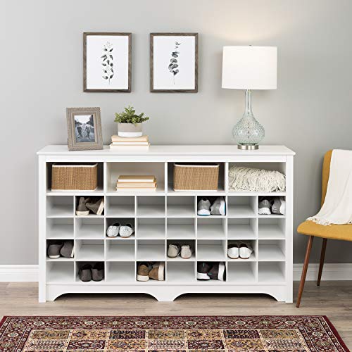 60 inch Shoe Cubby Console , White