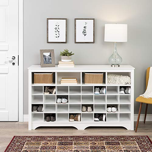 60 inch Shoe Cubby Console , White