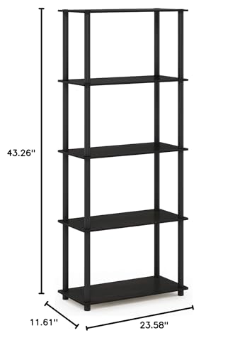 Furinno Turn-N-Tube 4-Tier Multipurpose Shelf Display Rack, Classic Tubes, Columbia Walnut/Black