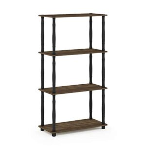 furinno turn-n-tube 4-tier multipurpose shelf display rack, classic tubes, columbia walnut/black