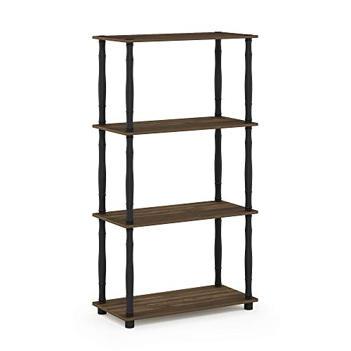 Furinno Turn-N-Tube 4-Tier Multipurpose Shelf Display Rack, Classic Tubes, Columbia Walnut/Black