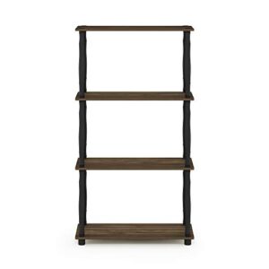 Furinno Turn-N-Tube 4-Tier Multipurpose Shelf Display Rack, Classic Tubes, Columbia Walnut/Black